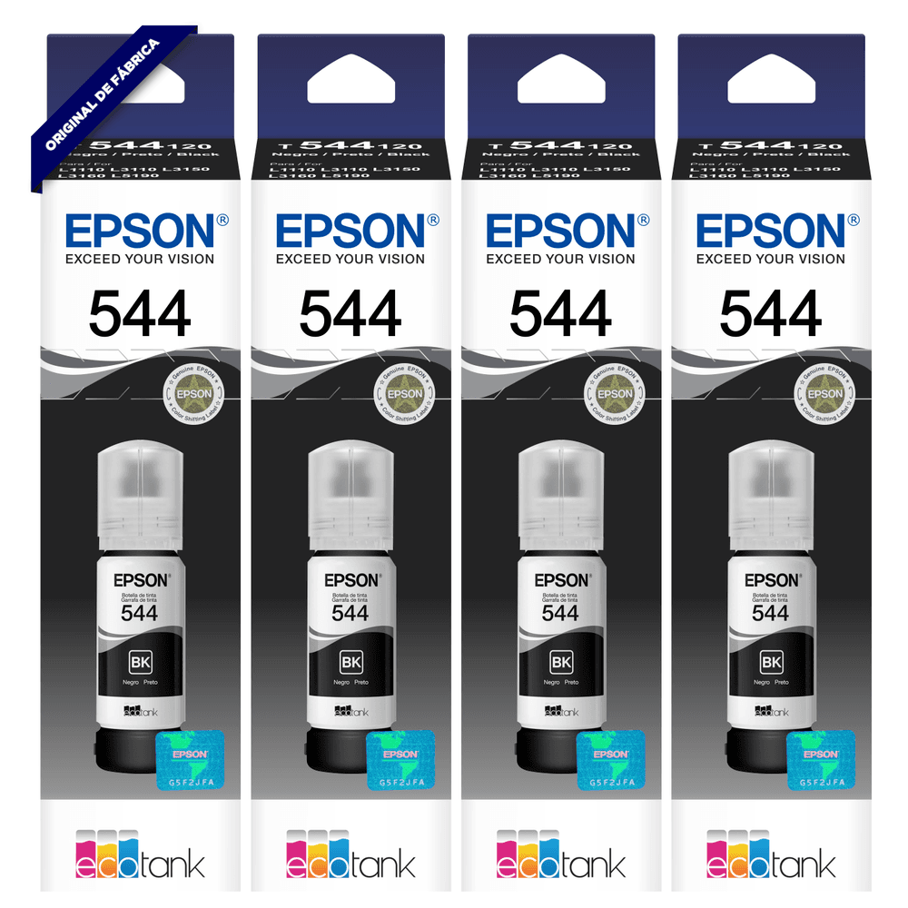 Kit Tinta Epson T544 Preta 4 Refis Originais