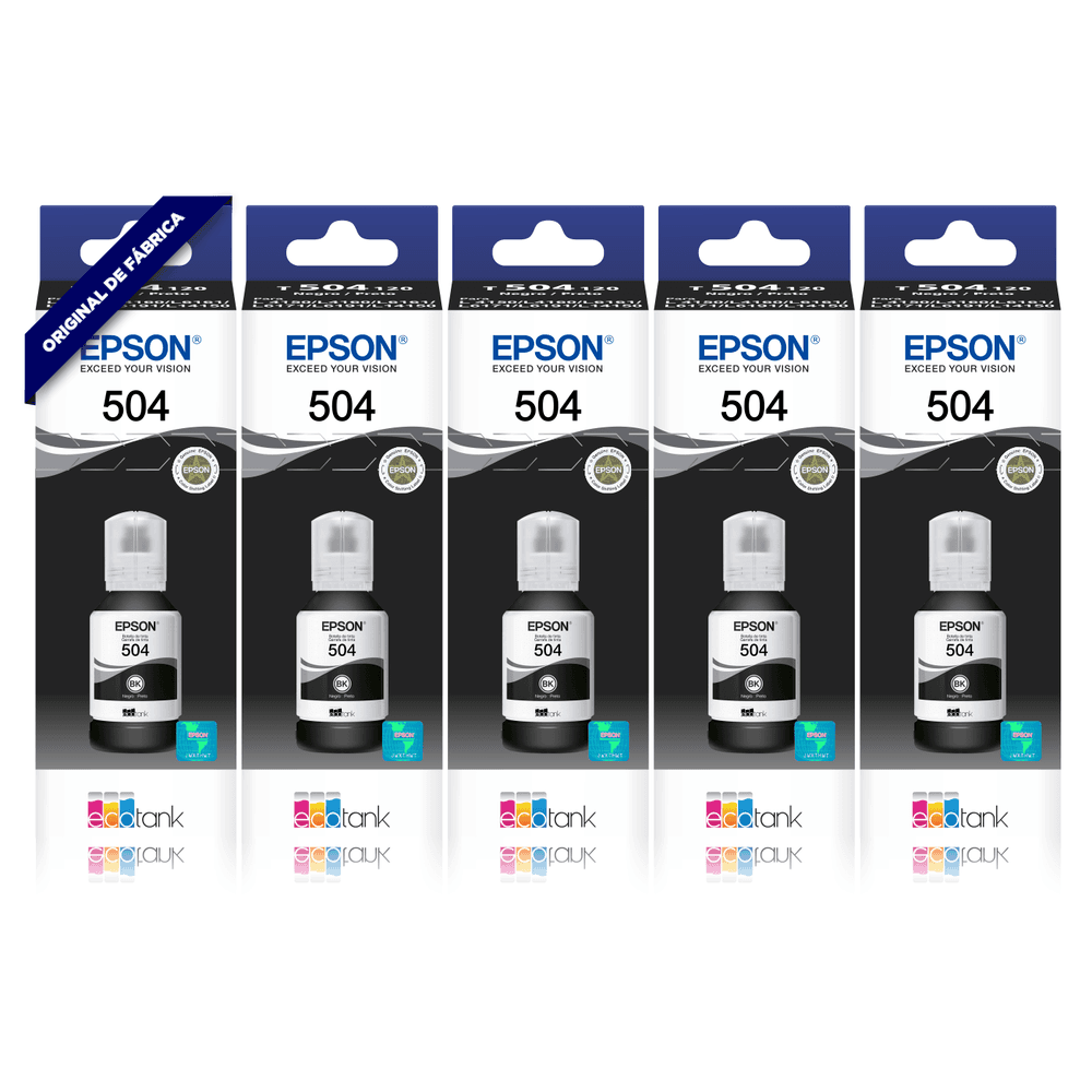 Kit 5 Tinta Preta T504 Original Epson KaBuM