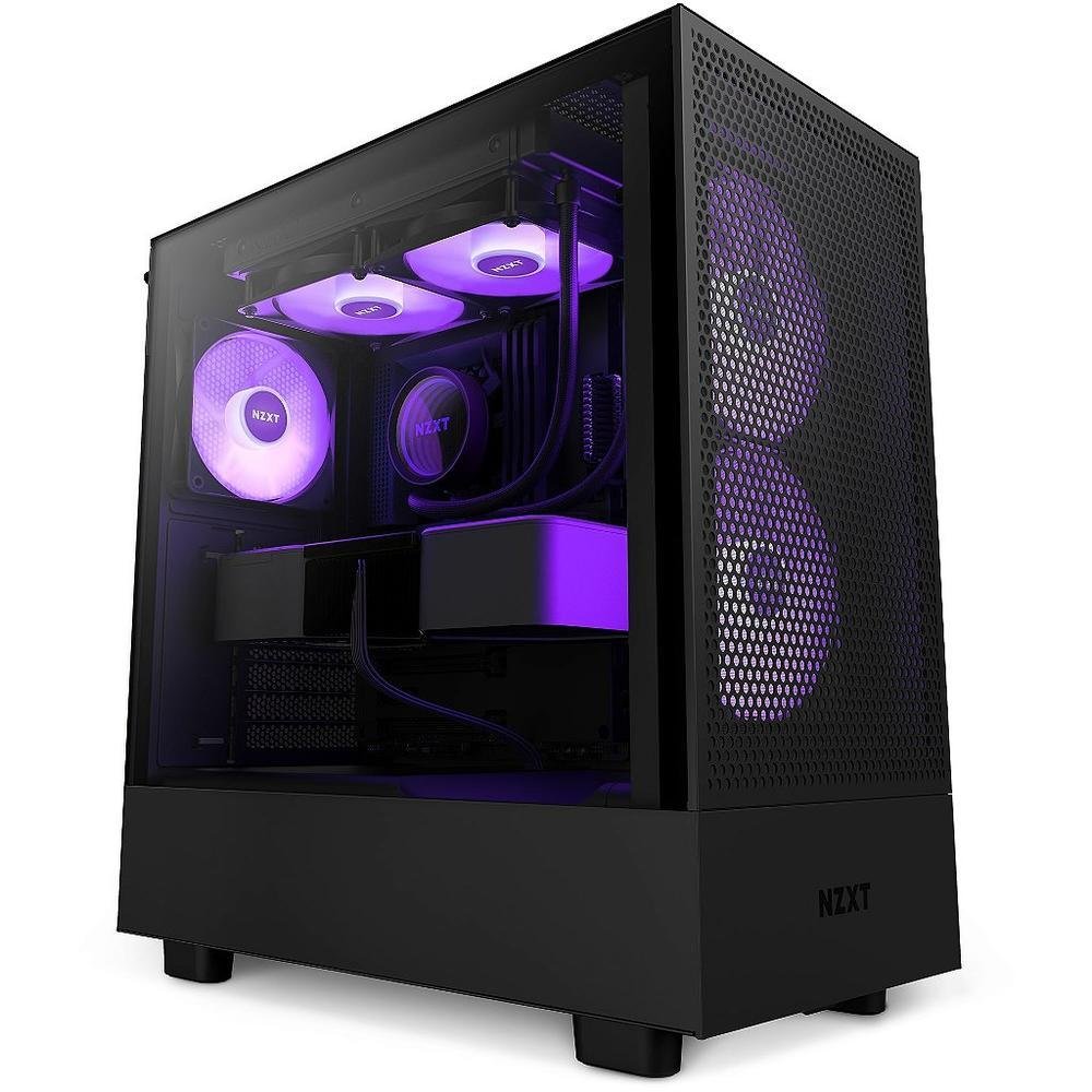 Gabinete Nzxt H5 Flow RGB Preto Midtower KaBuM