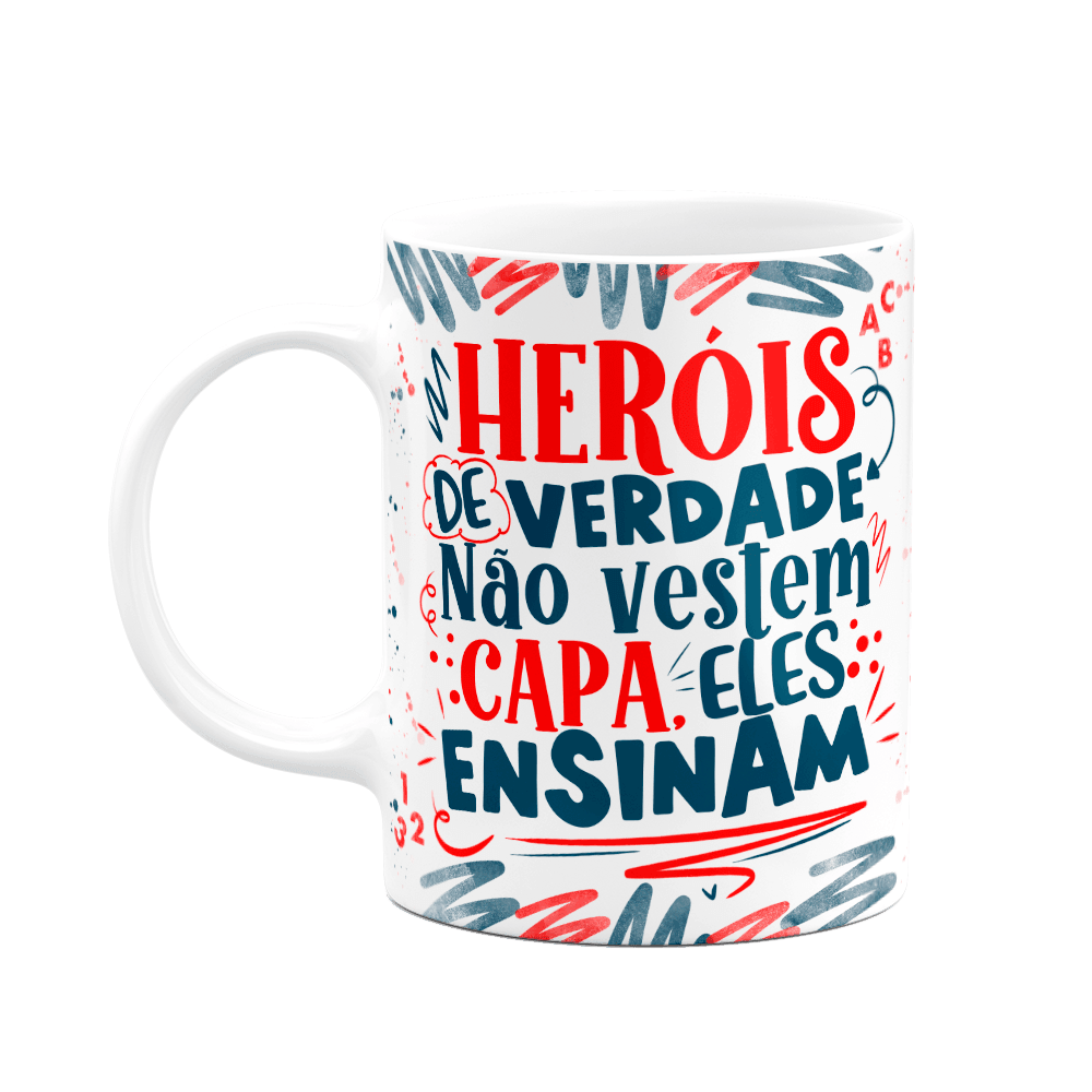 Caneca Professor Heróis De Verdade Ensinam KaBuM