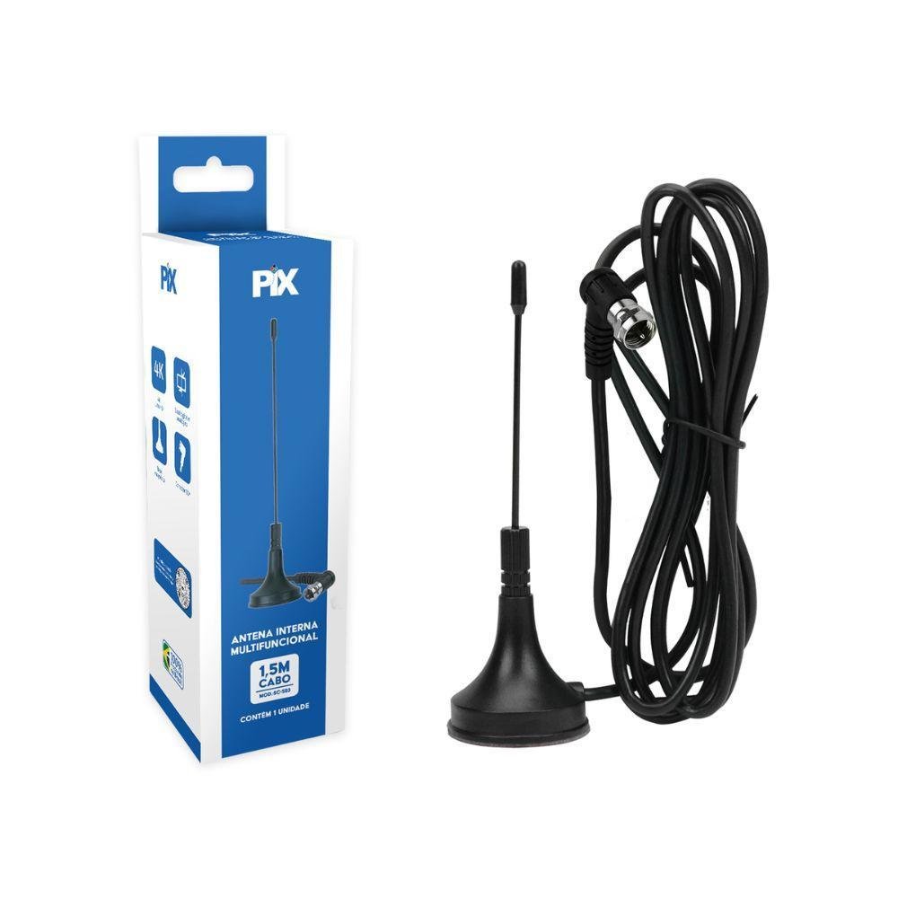 Antena Digital Interna Hdtv Mini Cabo 150m Caixa