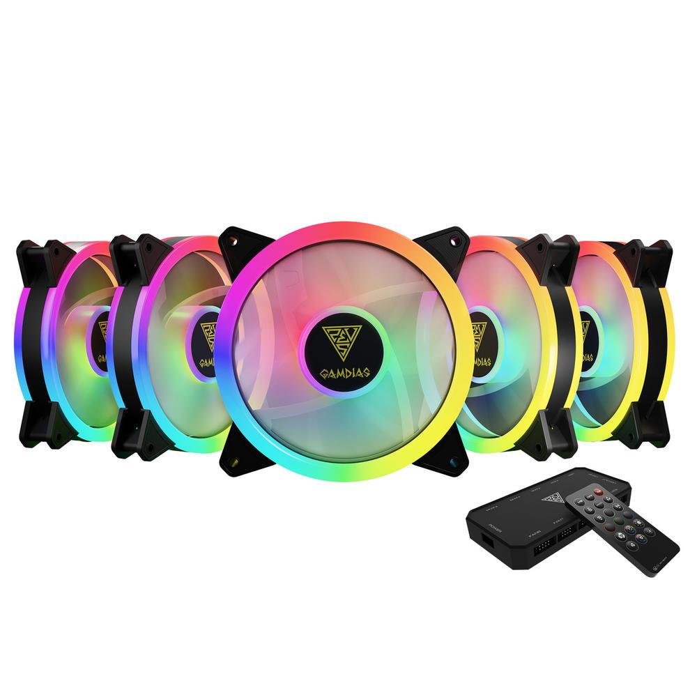 Kit 5 Fan Gamdias Aeolus RGB 120mm M21205r KaBuM