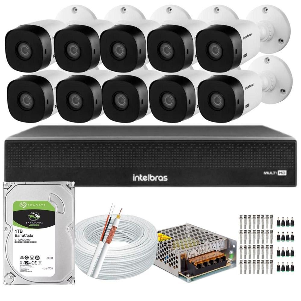 Kit Intelbras CFTV 8 Cameras Dvr KaBuM