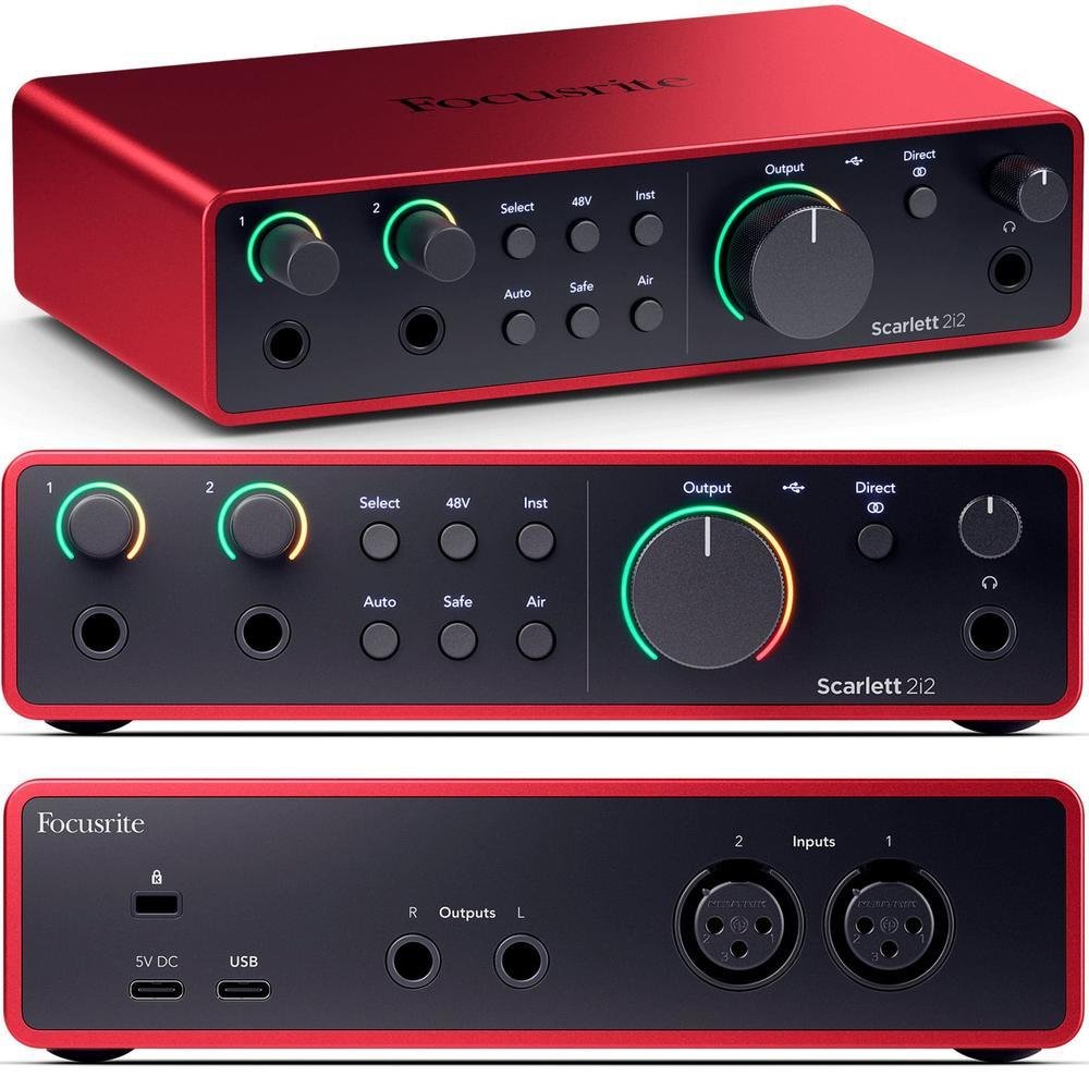 Interface de Áudio Focusrite Scarlett 2i2 KaBuM