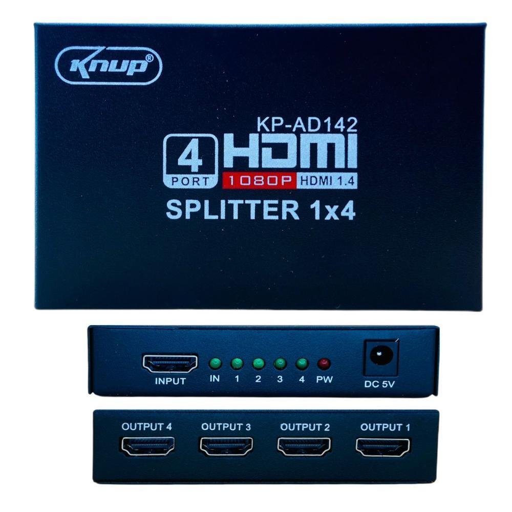 Splitter Knup HDMI 1x4 Divisor De Vídeo KaBuM