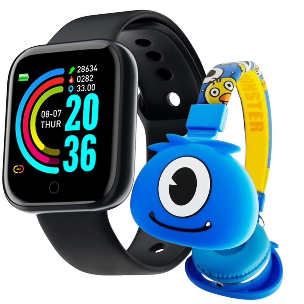 Smartwatch D20 Preto Fone De Ouvido Monster KaBuM