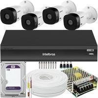 Kit Cftv Intelbras 4 Câmeras Vhl 1220 Full HD