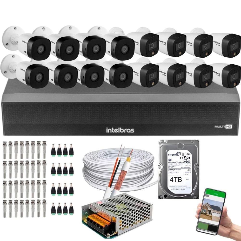Kit Intelbras 16 Câmeras DVR Mhdx HD 4TB KaBuM