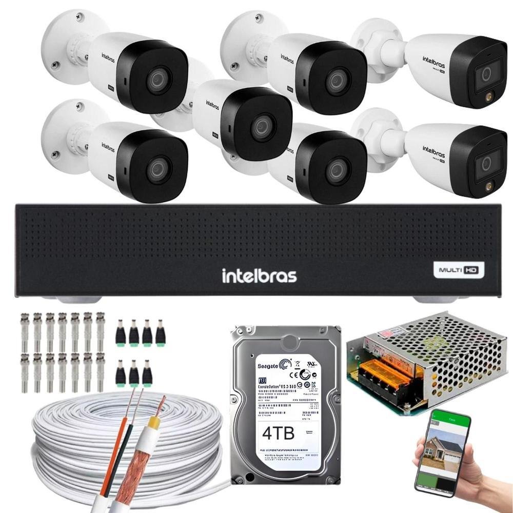 Kit Intelbras Cftv 7 Câmeras HD 4TB KaBuM