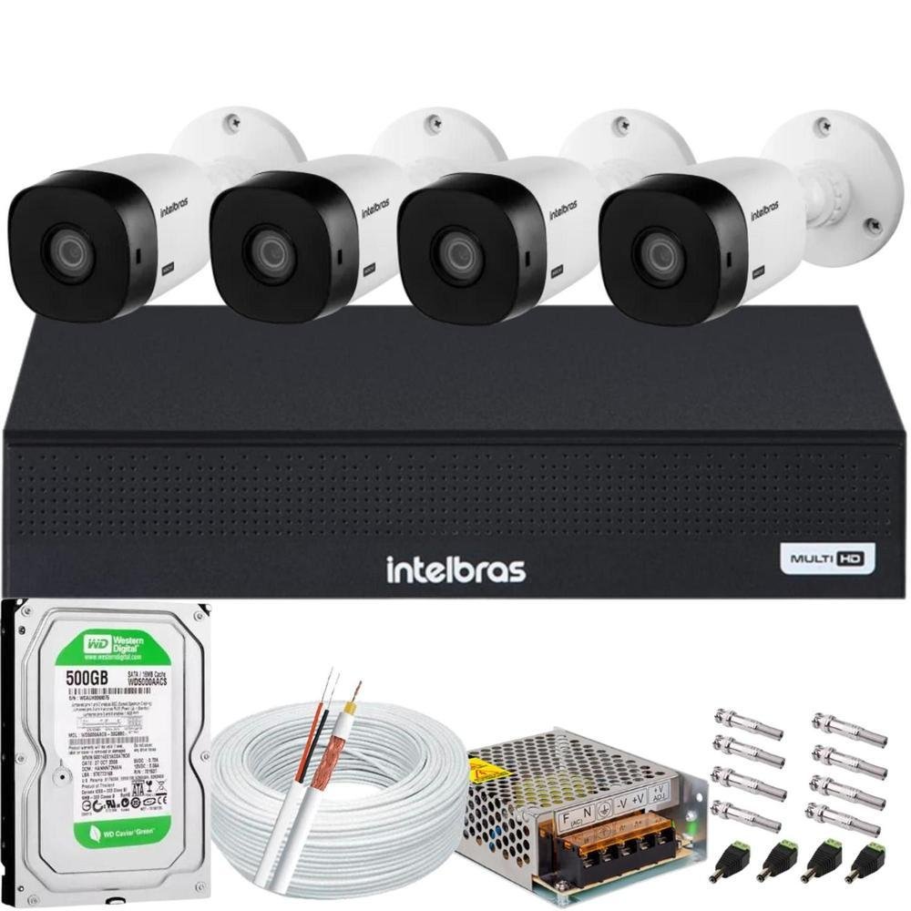 Kit Intelbras Cftv 4 Cameras HD 500GB KaBuM