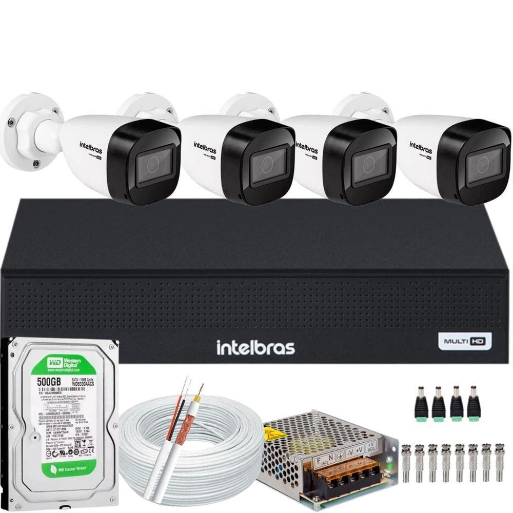 Kit Intelbras Cftv 4 Câmeras HD 500GB KaBuM