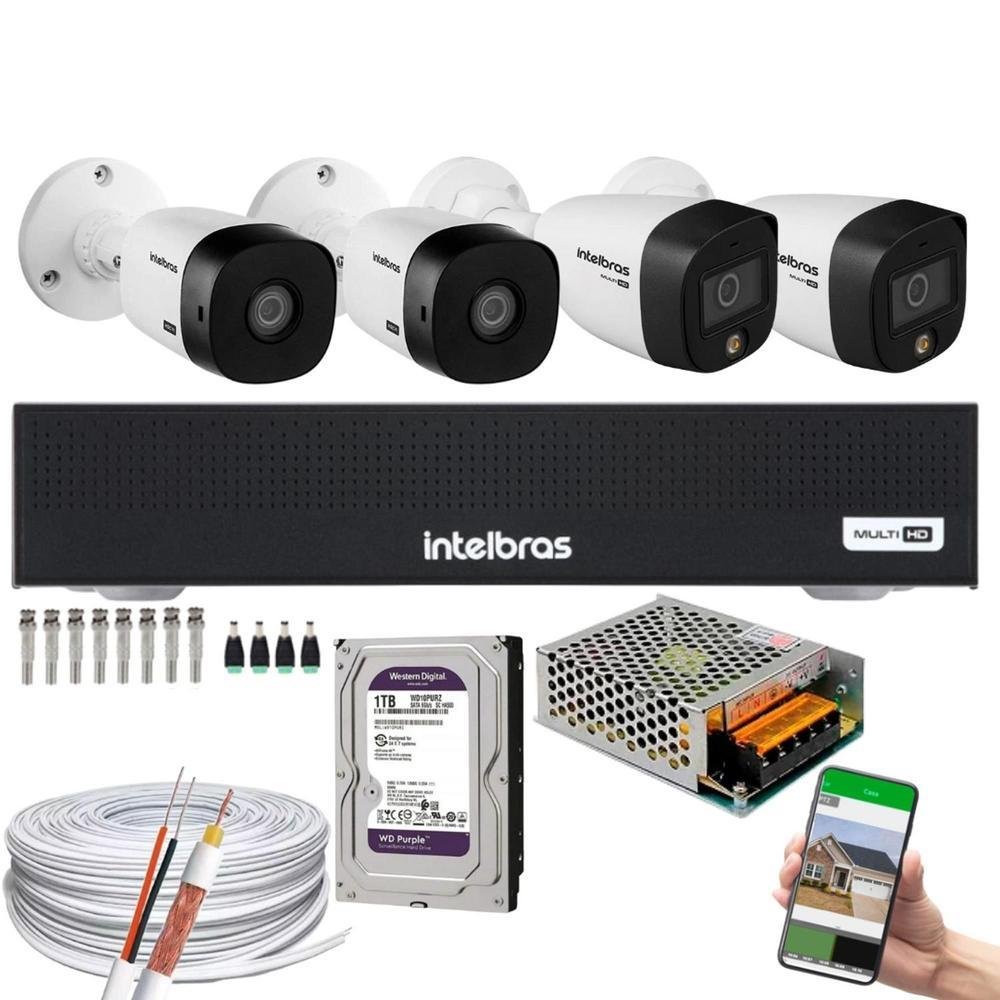Kit Intelbras Cftv 4 Cameras HD 1TB KaBuM