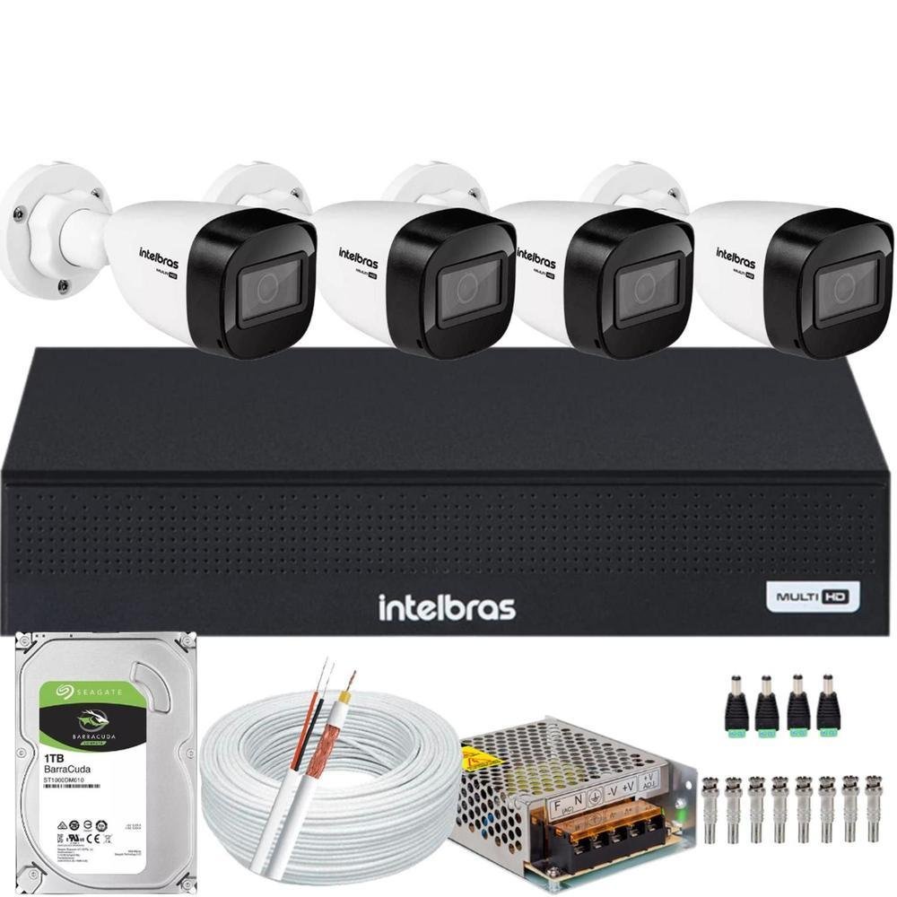 Kit Intelbras Cftv 4 Câmeras 1220 HD 1TB KaBuM