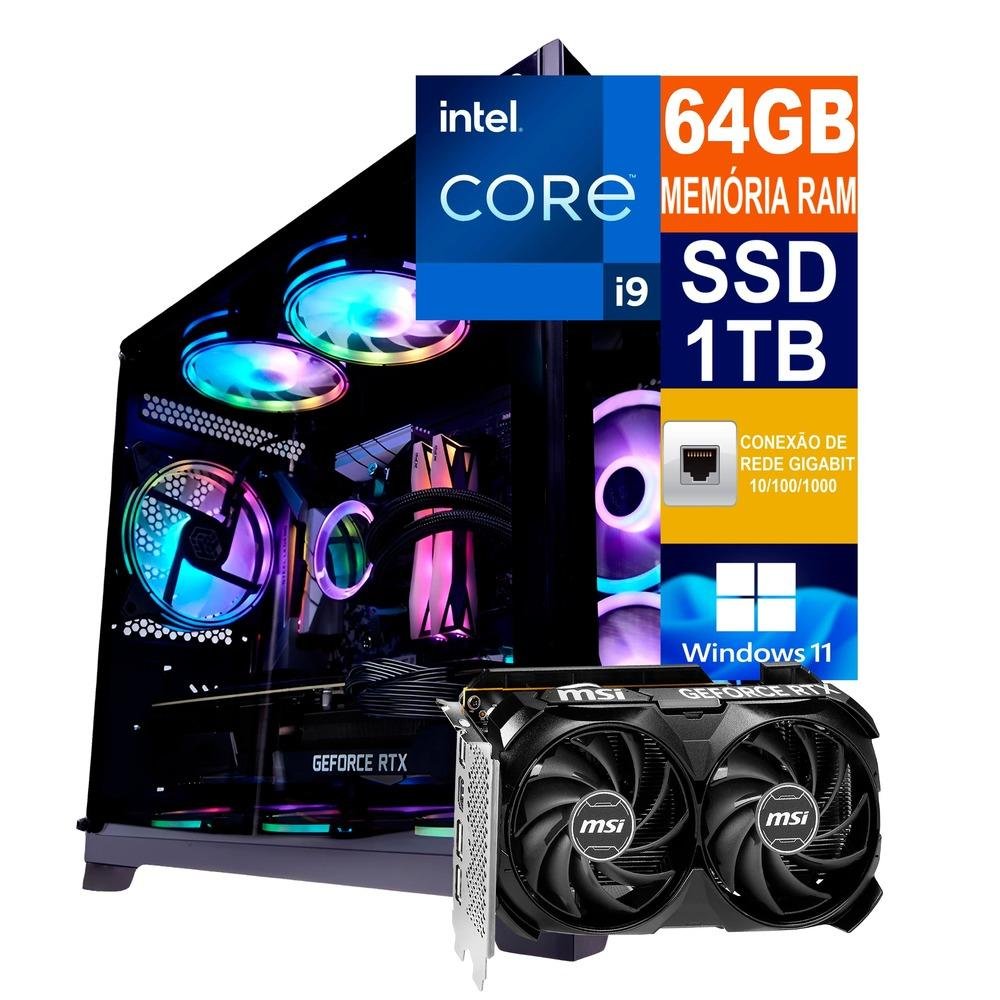 PC Gamer Intel I9 14900kf 64GB Memória RAM KaBuM