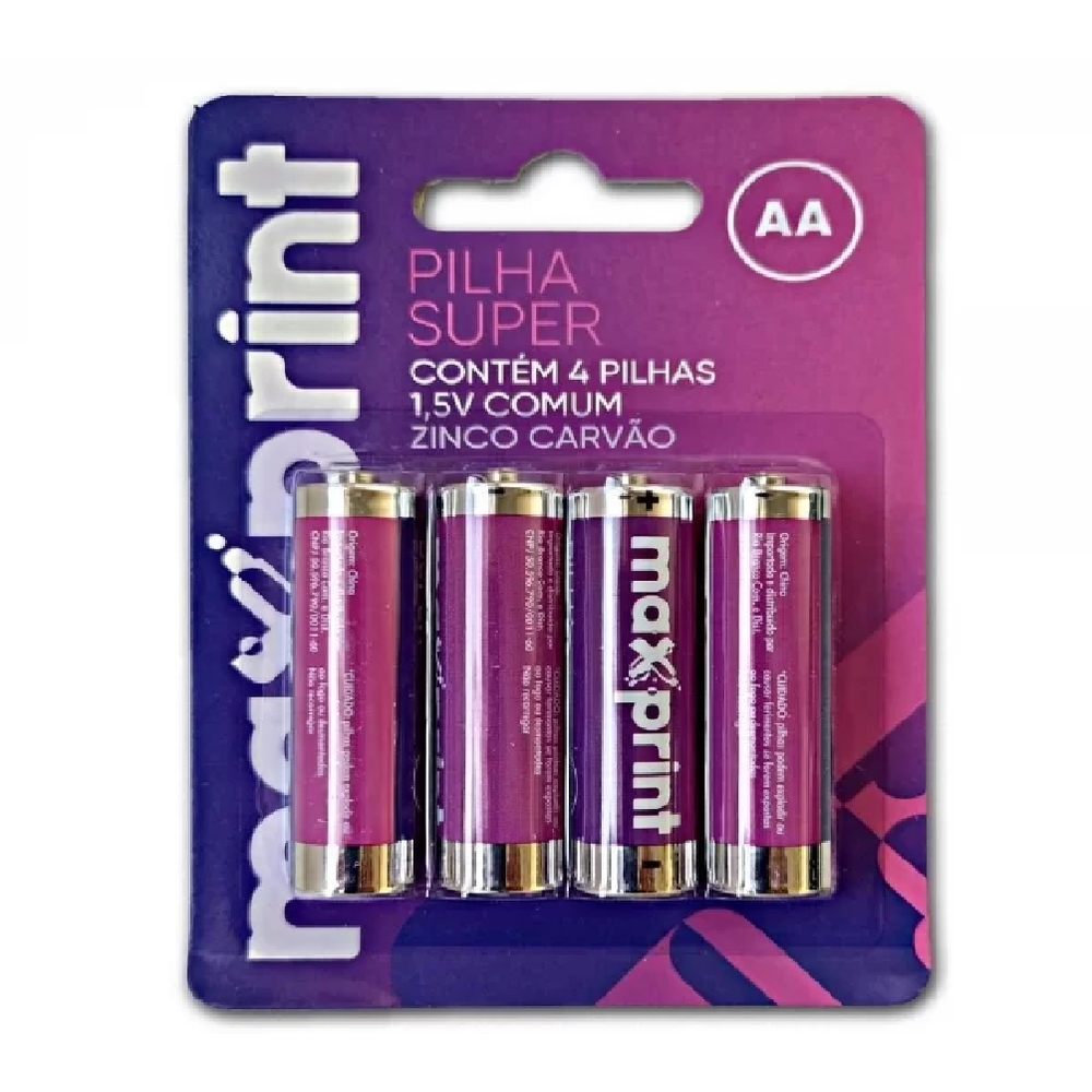 Pilha Comum Max Maxprint Aa 4 Unidades KaBuM