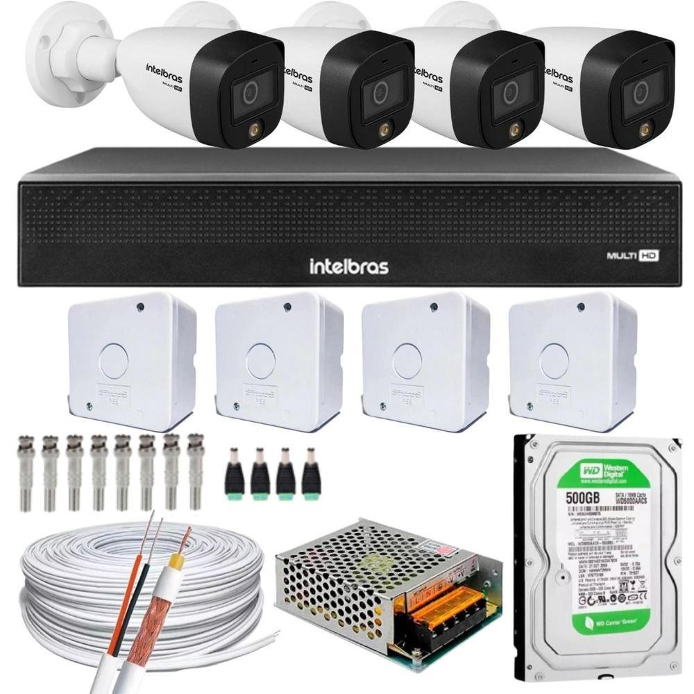 Kit 4 Cameras Intelbras Full Color KaBuM