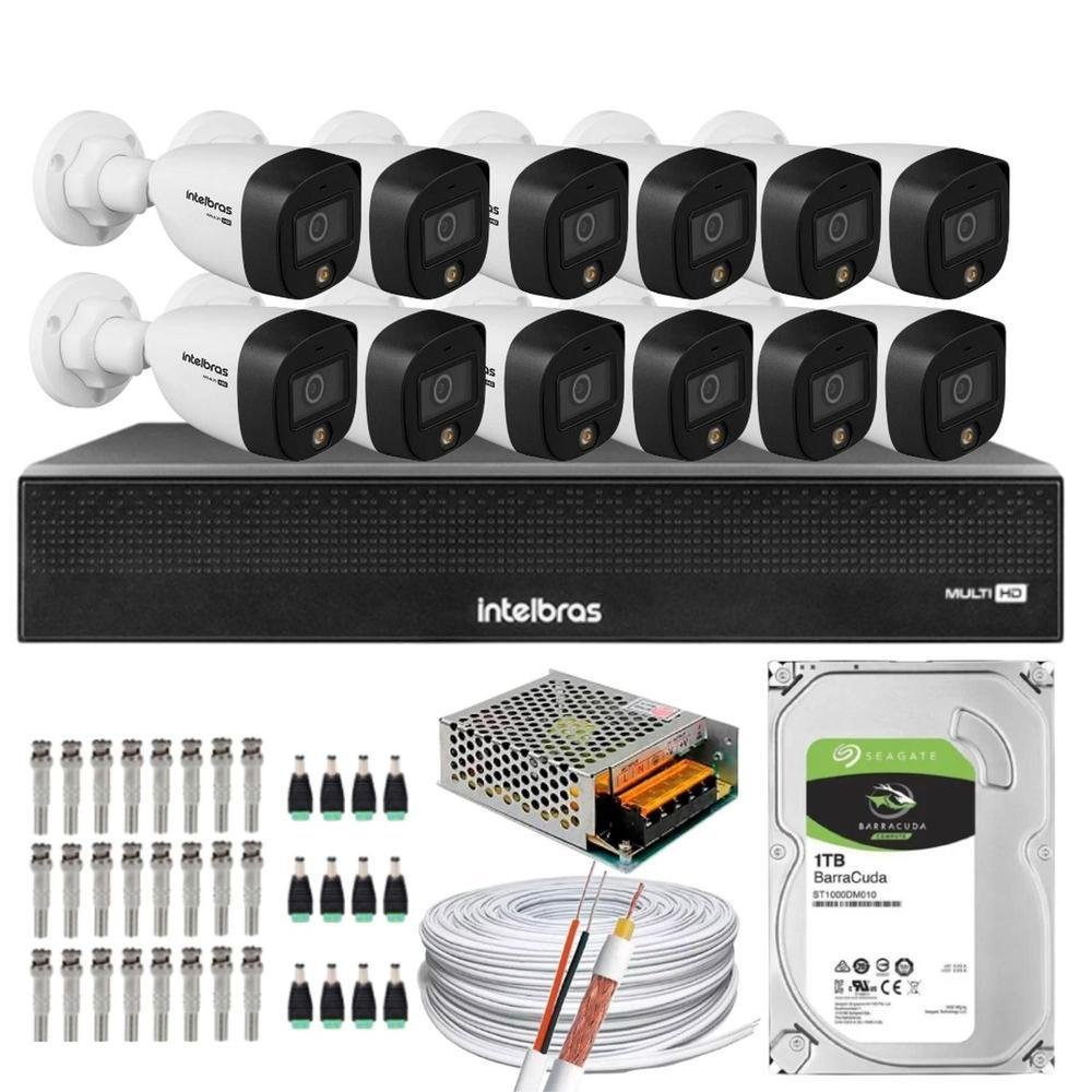 Kit 12 Cameras Intelbras 1220 Full Color KaBuM