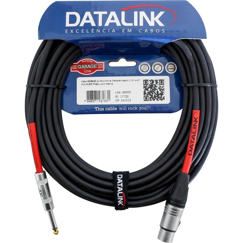 Cabo Datalink P10 x XLR Preto 10 Metros KaBuM
