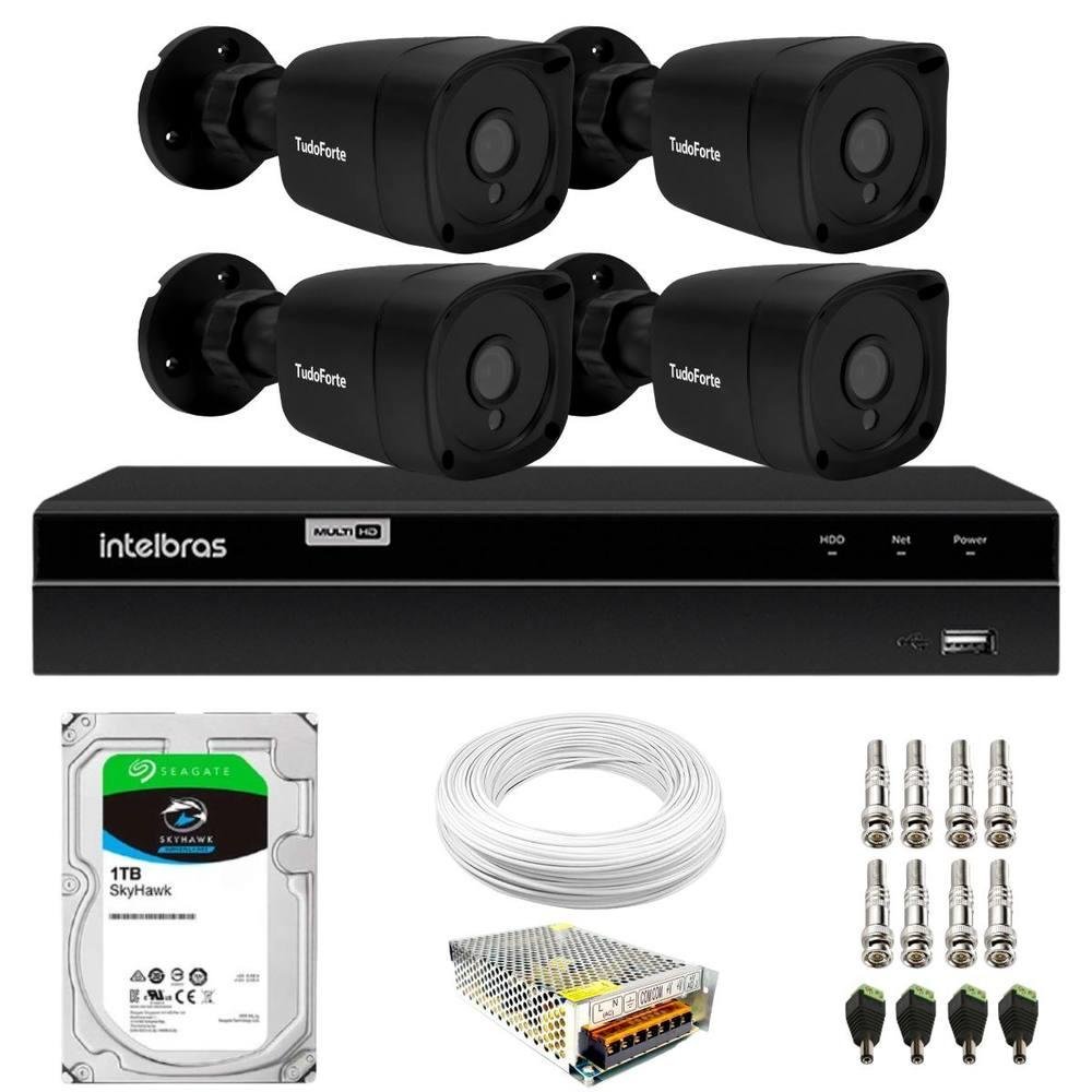 Kit 4 Câmeras Tudo Forte Bullet TF 2020 B Black